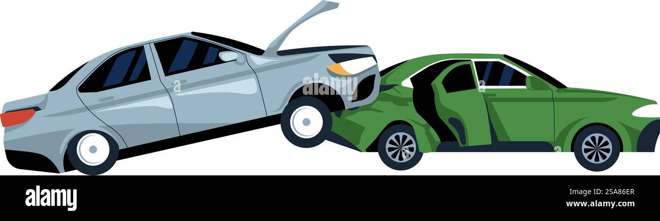 A side-impact collision depicted in vector format, with a clear white ...