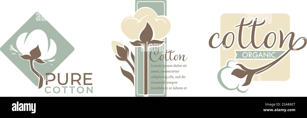 Collection of organic cotton logos, ideal for branding in the textile industry.. Organic Cotton ...
