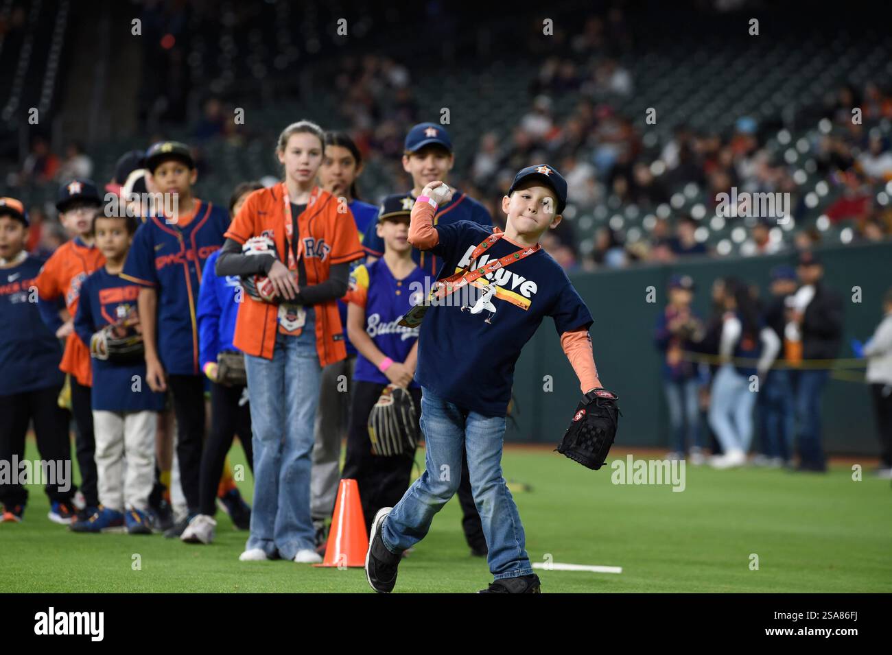 Fans enjoying time on the field during the 2025 Houston Astros FanFest ...