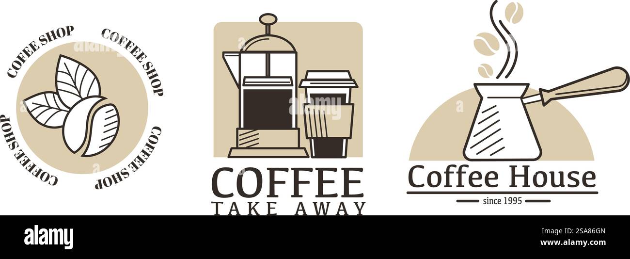 A selection of vintage-inspired coffee logos in vector format, ideal ...