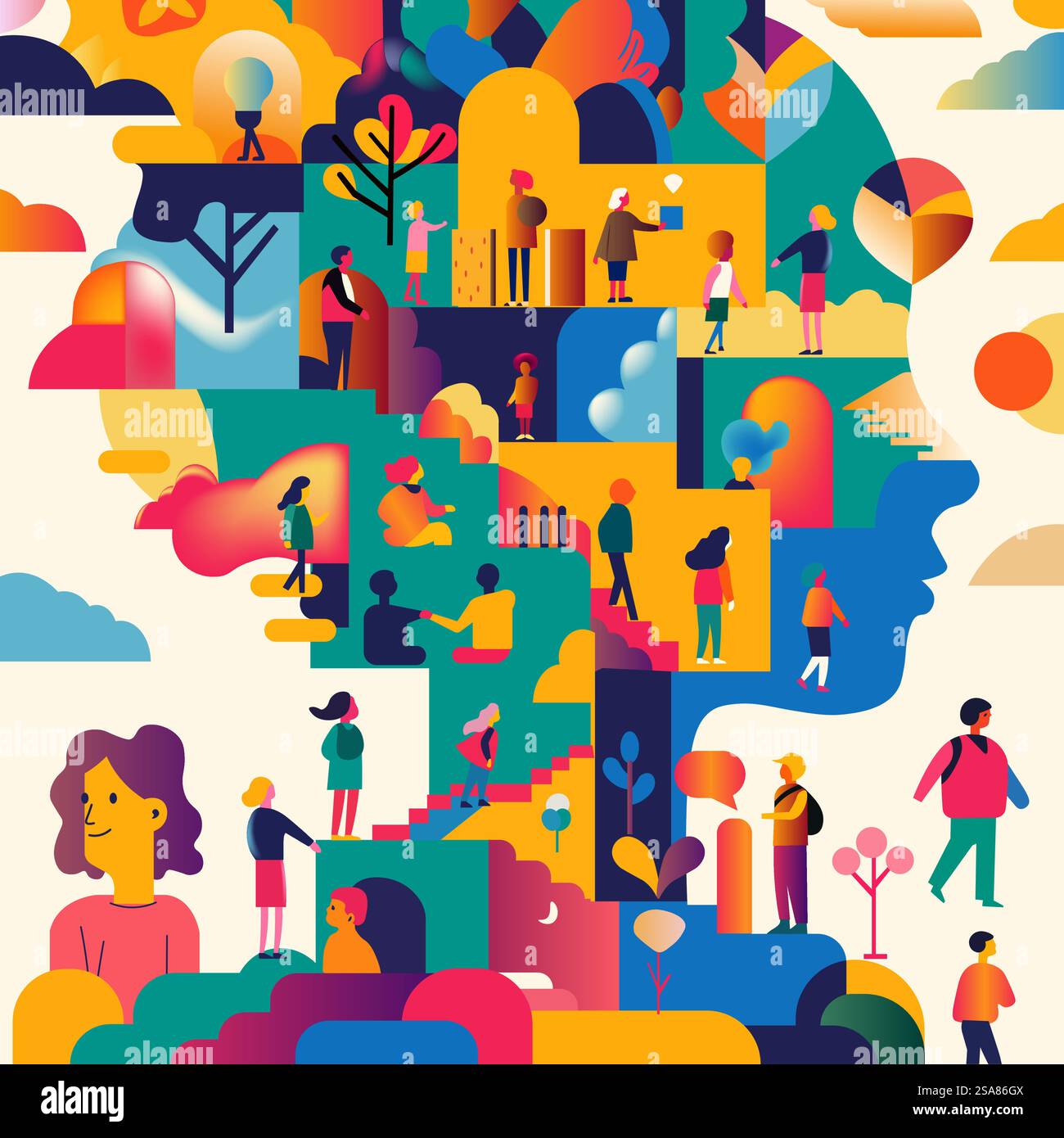 Vector art presenting an abstract representation of community ...