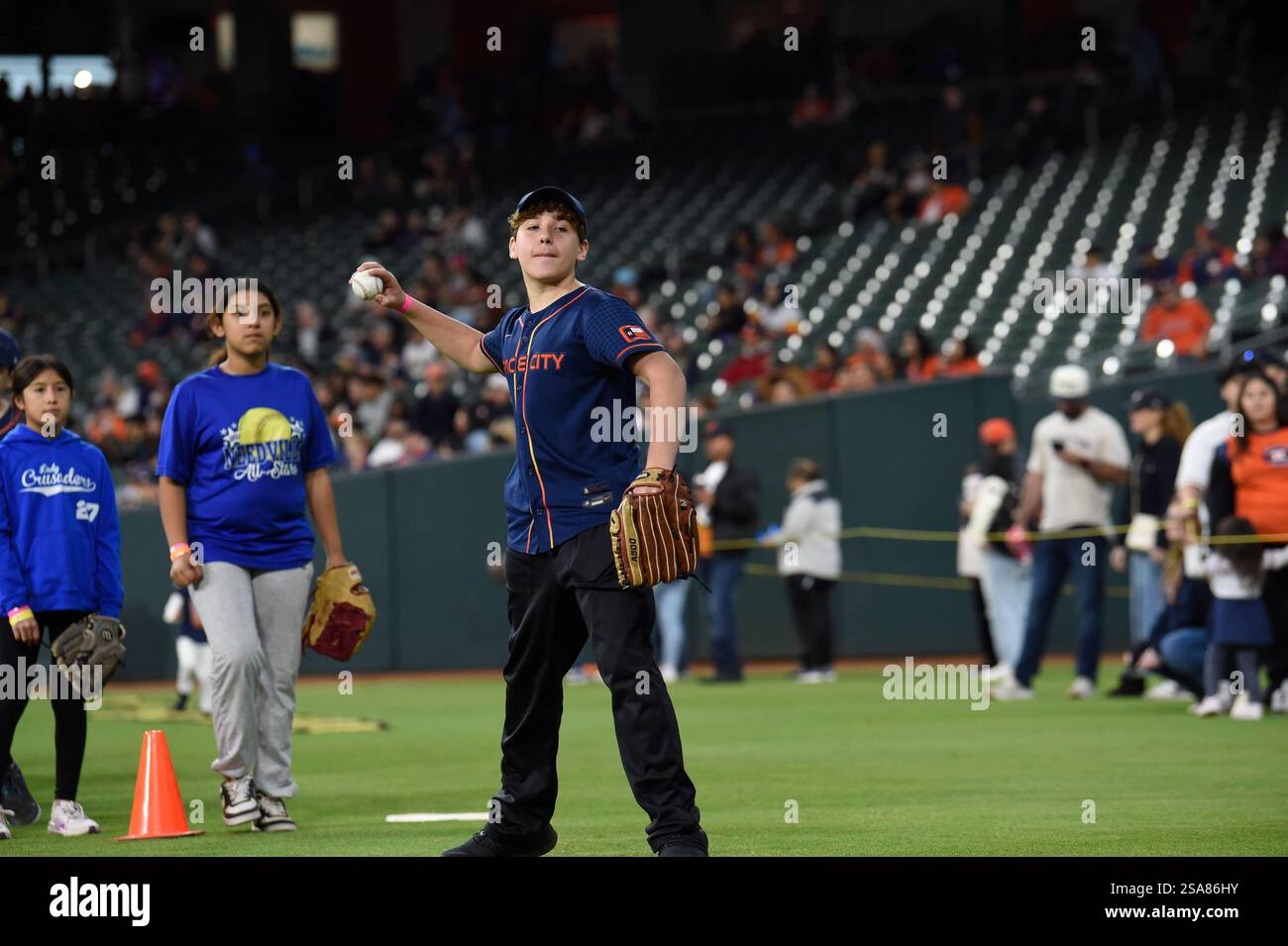 Fans enjoying time on the field during the 2025 Houston Astros FanFest ...