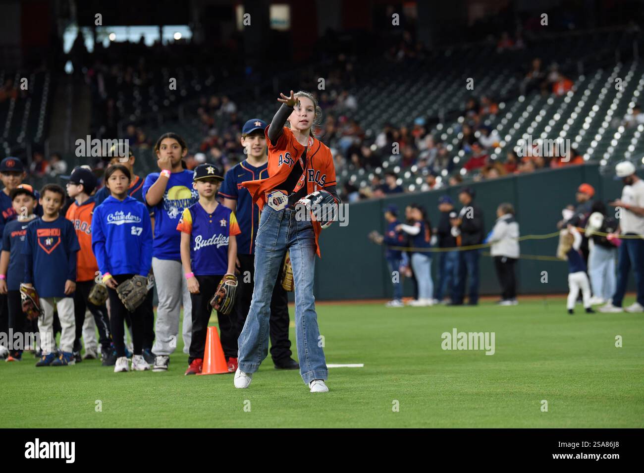 Fans enjoying time on the field during the 2025 Houston Astros FanFest ...