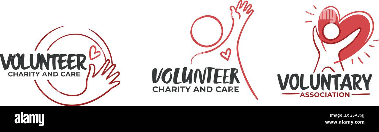 Heartfelt logo designs for volunteering and charity, vector ...