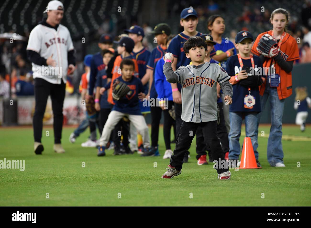 Fans enjoying time on the field during the 2025 Houston Astros FanFest ...