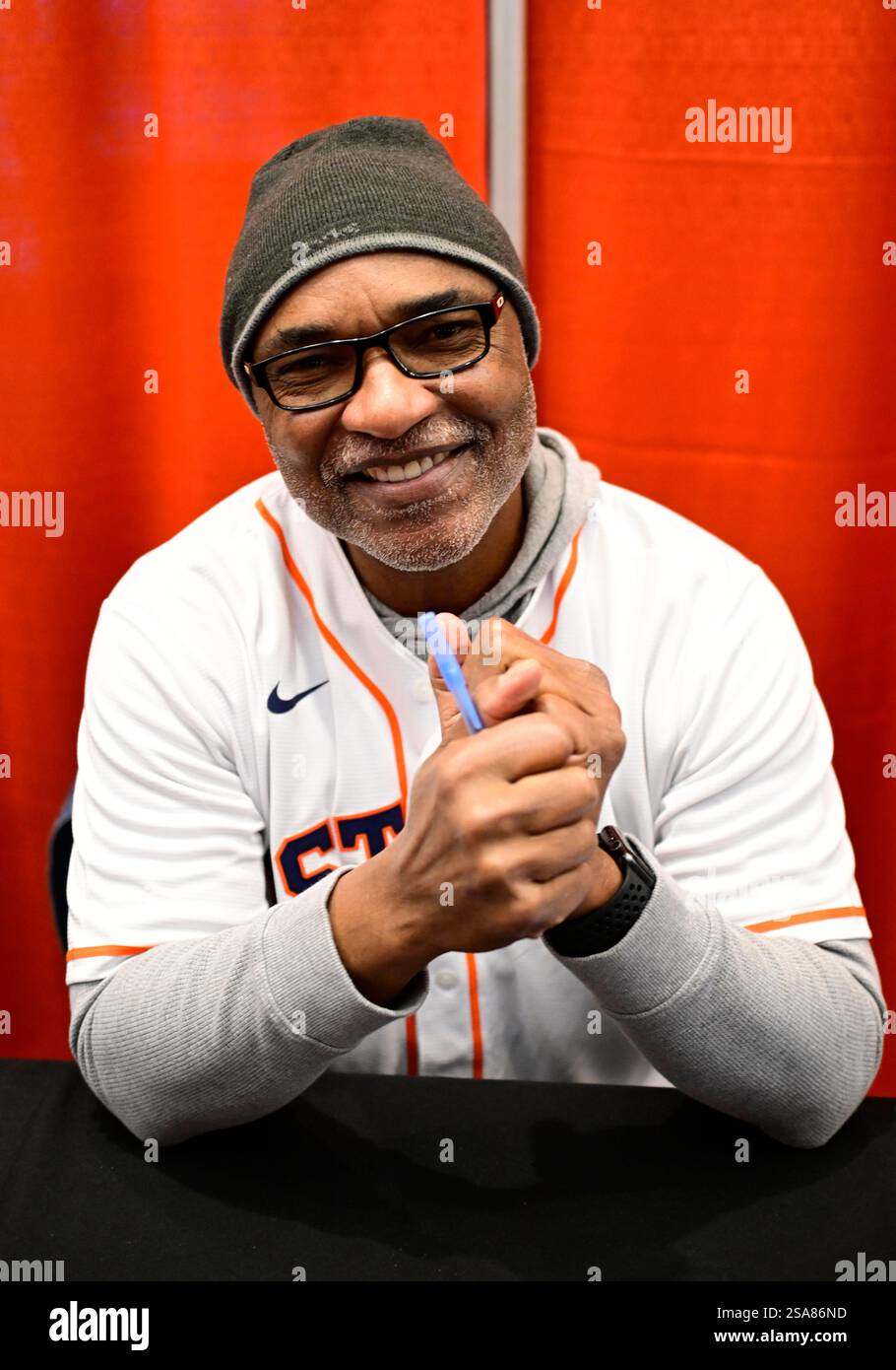 Houston Astros first base coach Dave Clark (23) during the 2025 Houston ...