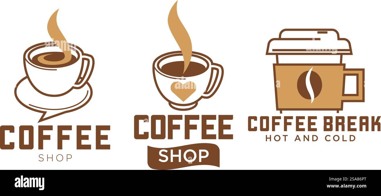 A set of contemporary coffee logo designs, rendered in vector format ...