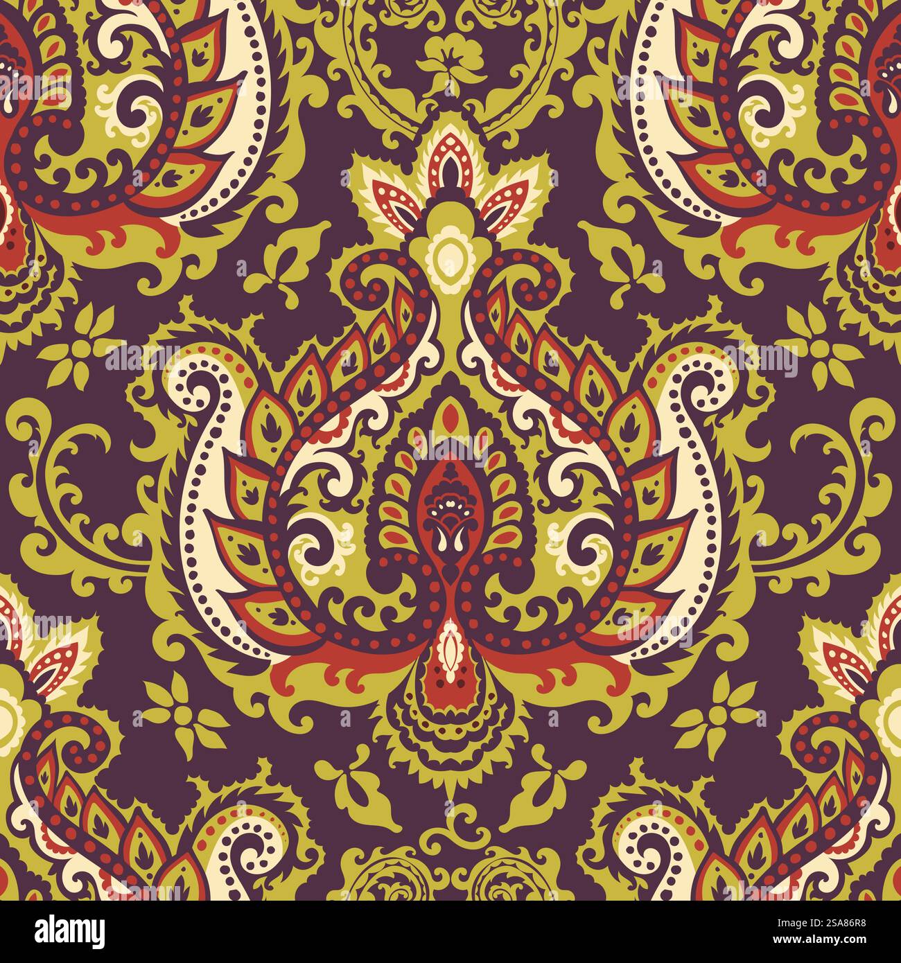 Paisley decoration, flower elements with branches and stems. Blossom ...