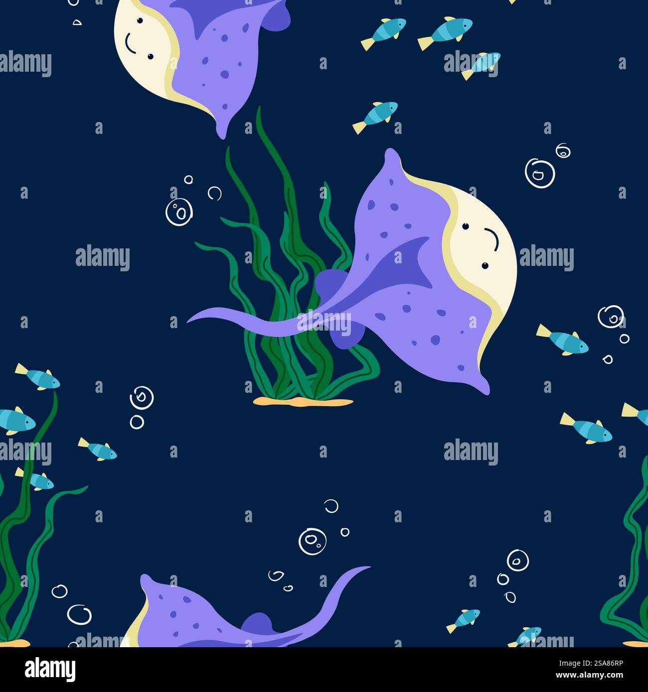 Seamless pattern with stingrays and tropical fish hi-res stock ...
