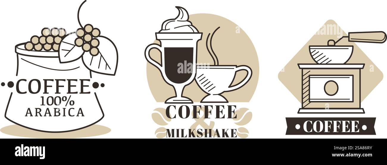 This compilation features artistic coffee logos, each in vector format ...
