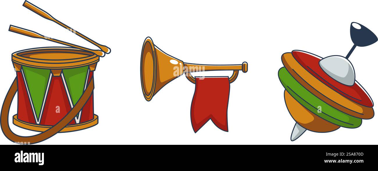 A festive vector art of musical instruments, colorful and isolated ...