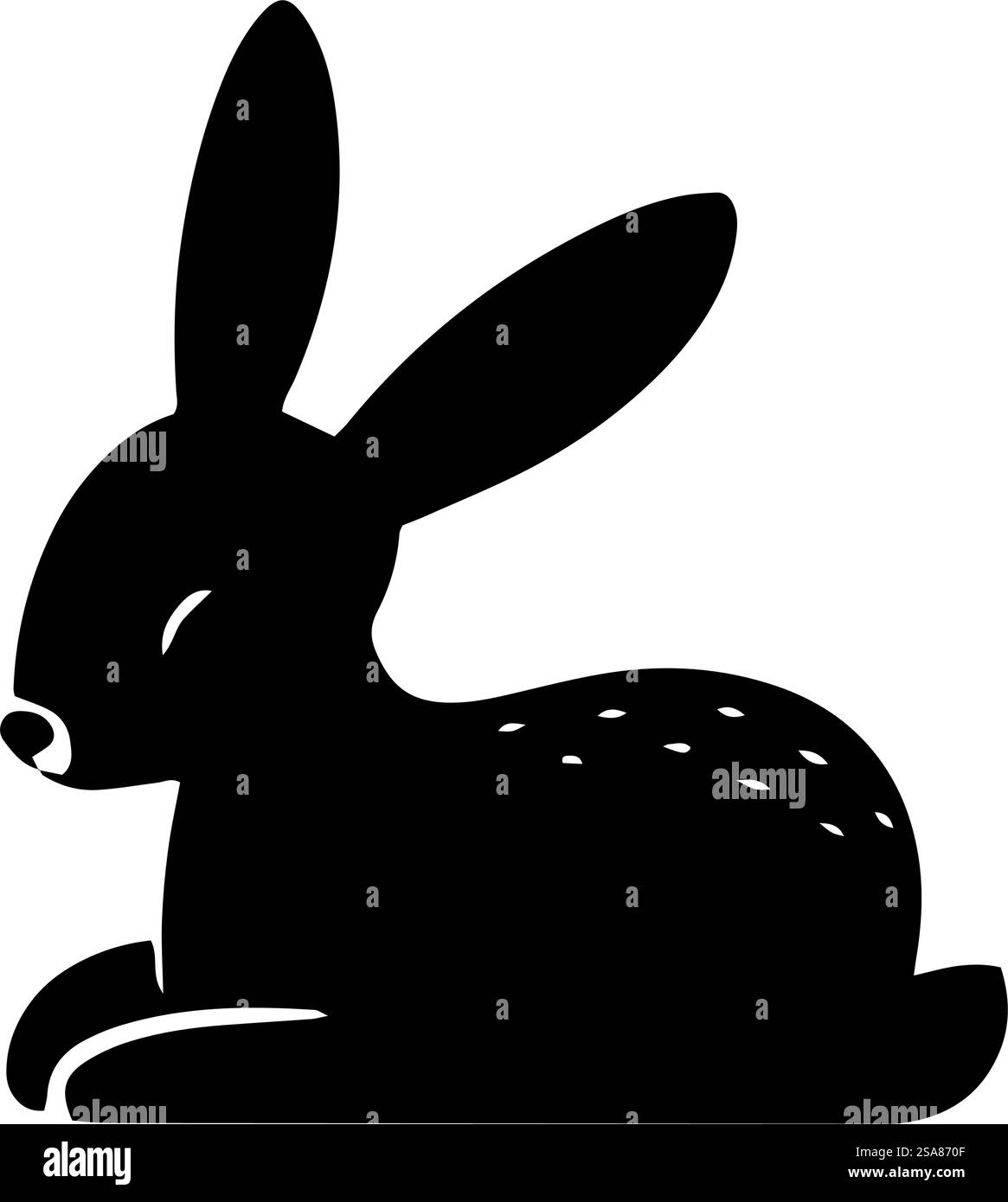 Simple folk art rabbit silhouette, vector illustration isolated on ...