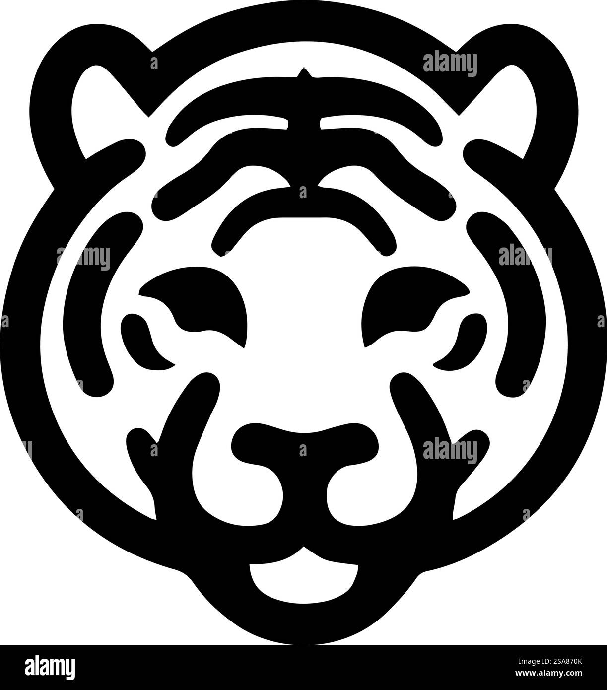 Abstract tiger face design, line art style, vector illustration ...