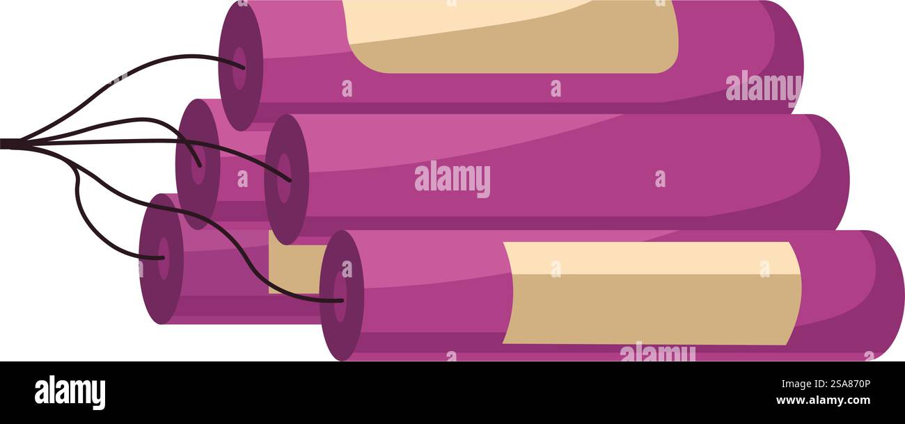 Vector illustration of tied dynamite sticks, flat design, isolated on ...