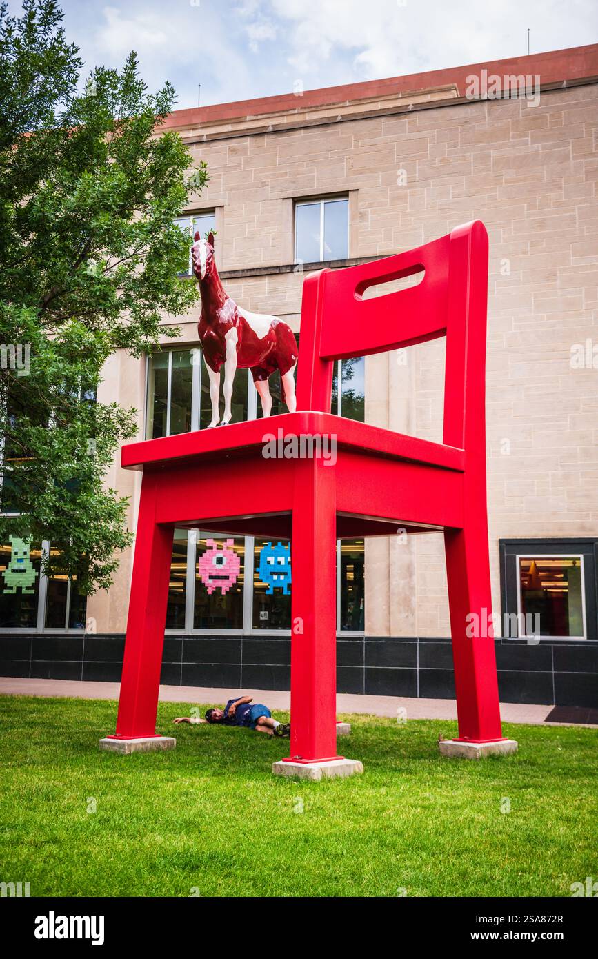 Denver, CO USA - June 27, 2018: The Yearling is a sculpture by Donald ...