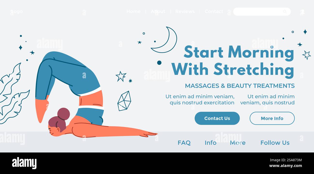 Yoga morning routine stretching pose, vector illustration, web banner ...