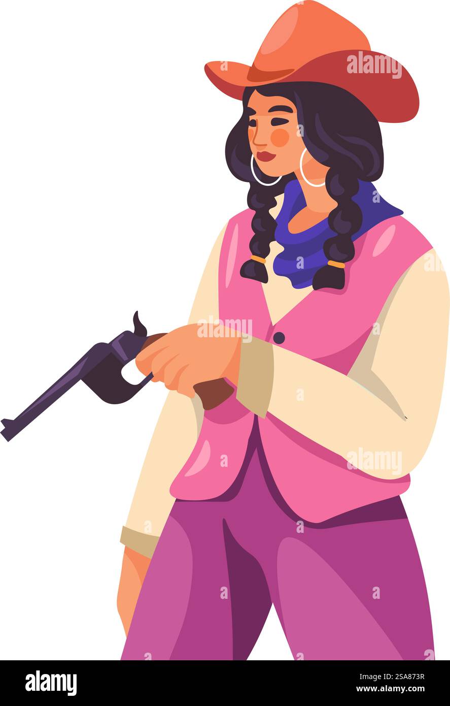 Female cowgirl character, vector illustration, isolated on white ...