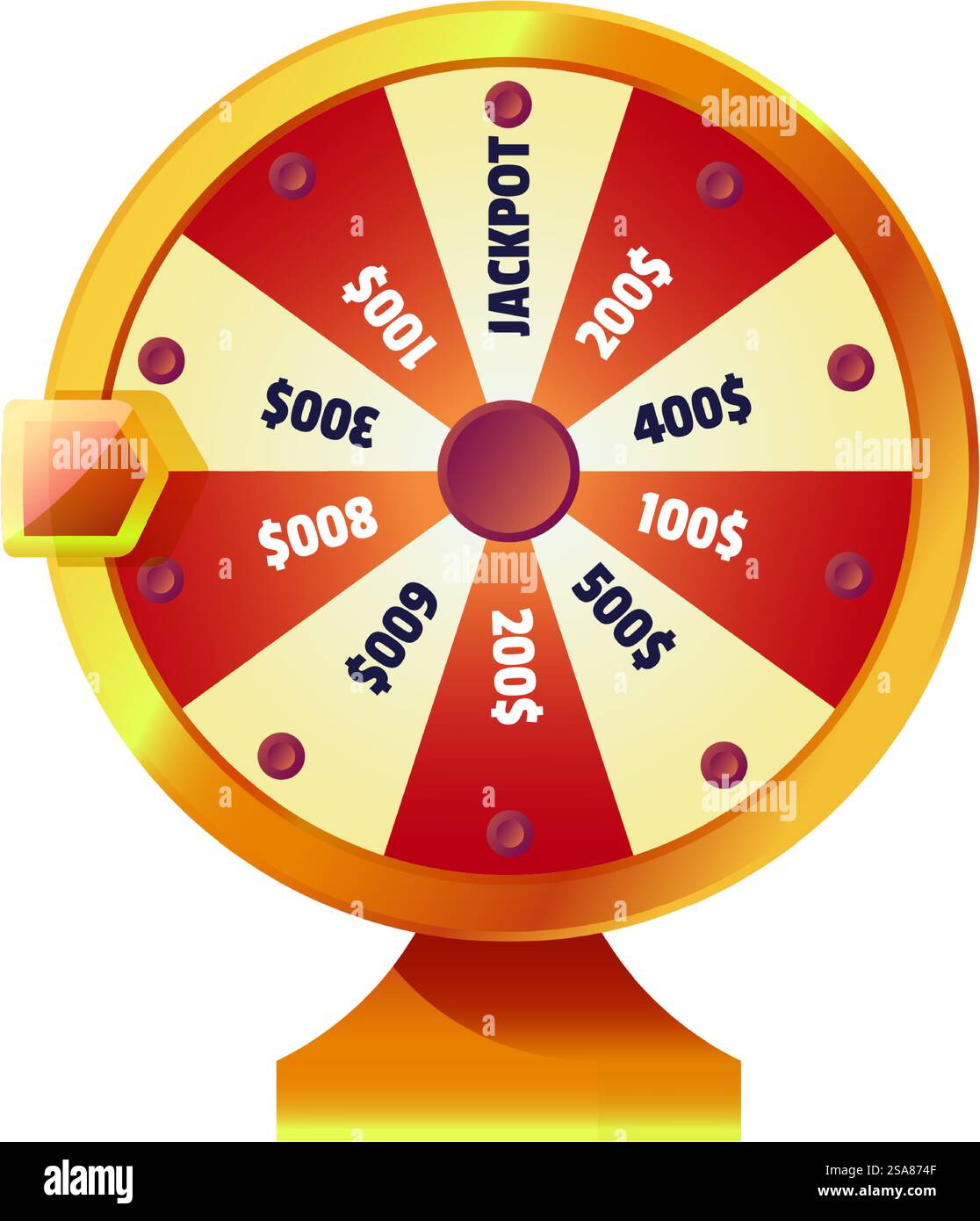 Colorful spinning wheel with prize amounts, vector illustration ...