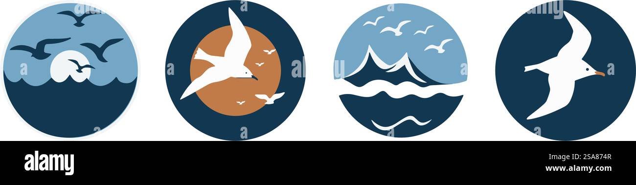 A nautical theme vector illustration in a circular design hi-res stock ...