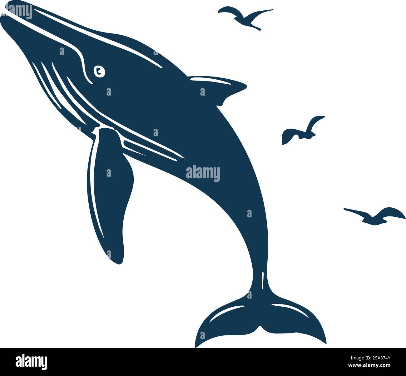 stylized vector illustration of a whale, elegantly designed in a ...