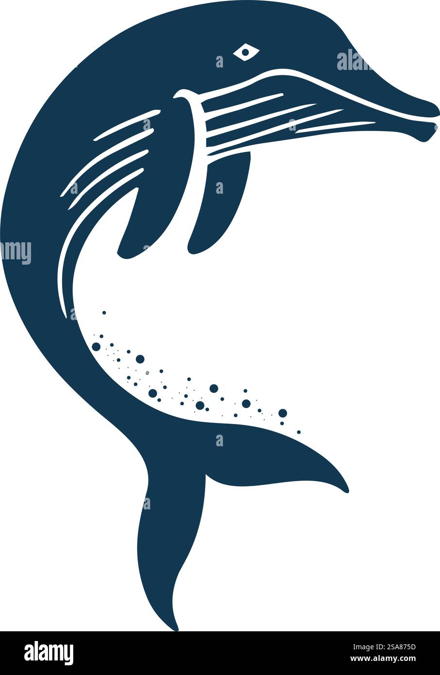 stylized vector illustration of a whale, elegantly designed in a ...