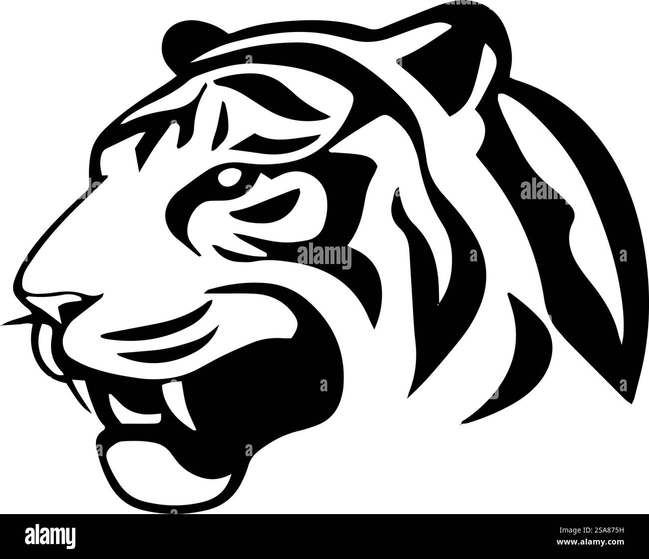 Abstract tiger face design, line art style, vector illustration ...