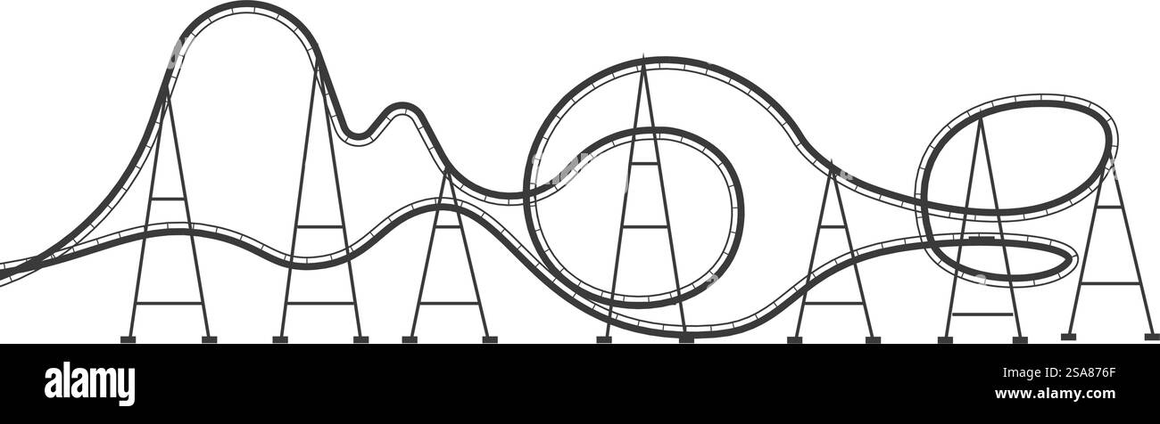 Vector silhouette of amusement park rides including Ferris wheel ...