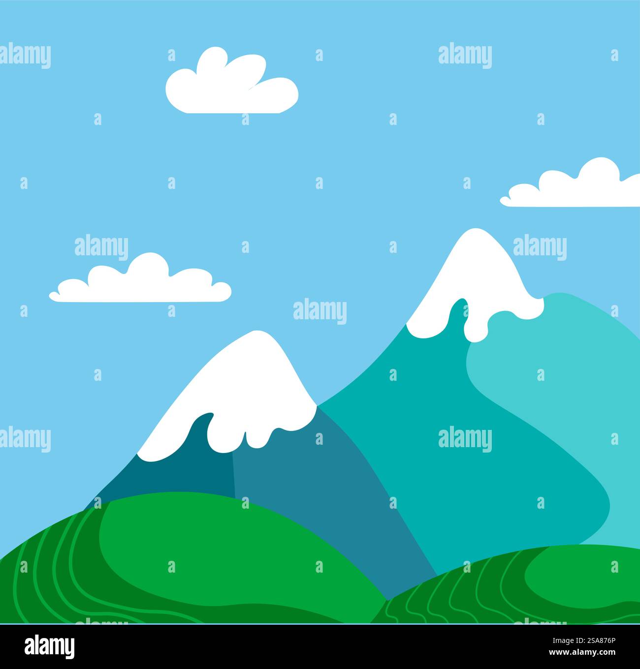 Vector graphic showcasing the peak of a snowy mountain, ideal for ...