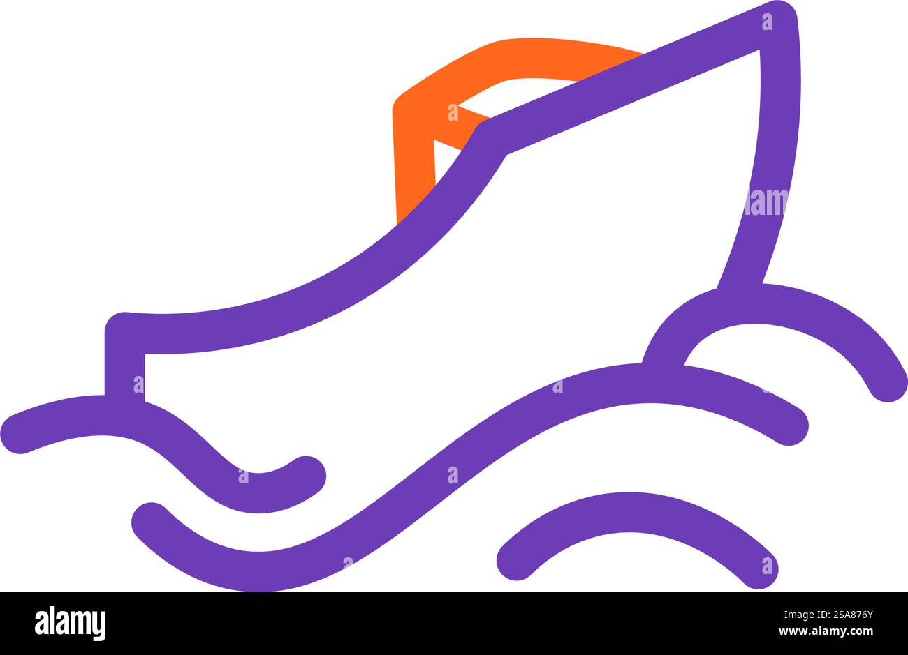 Vector illustration of a speedboat on a wave, dynamic design in purple ...