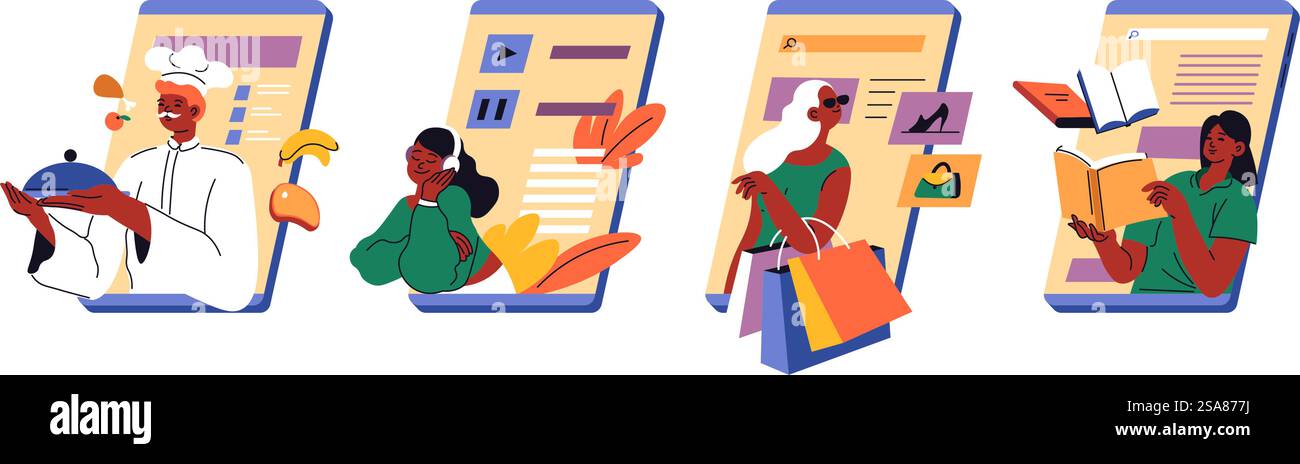 A dynamic vector illustration showcasing modern communication methods ...