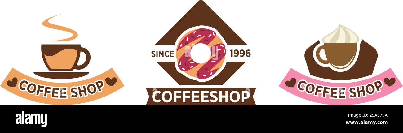 A collection of elegant coffee logos, vector illustrations, ideal for ...