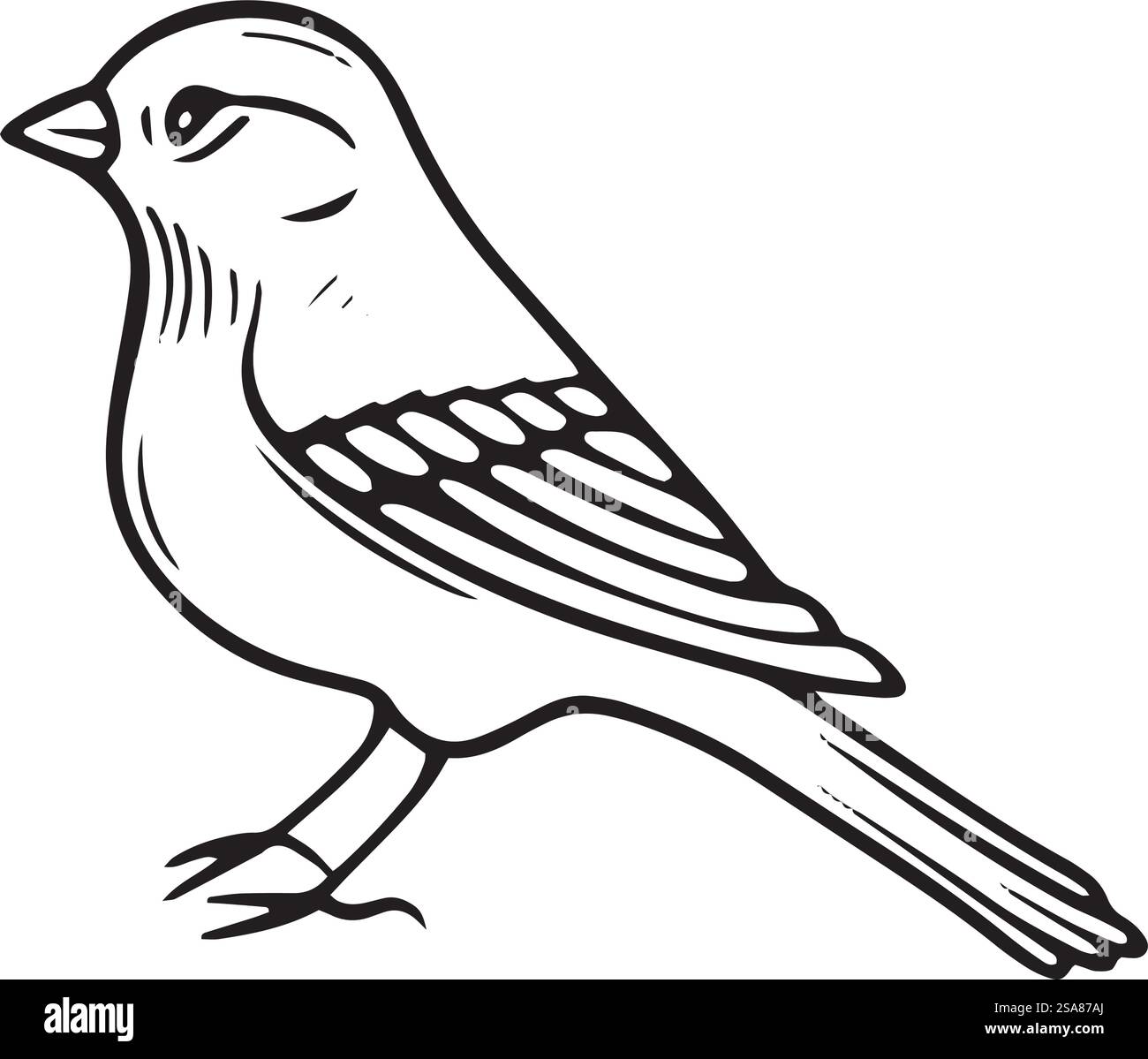 Stylized bird in flight, vector illustration in monochrome, isolated on ...