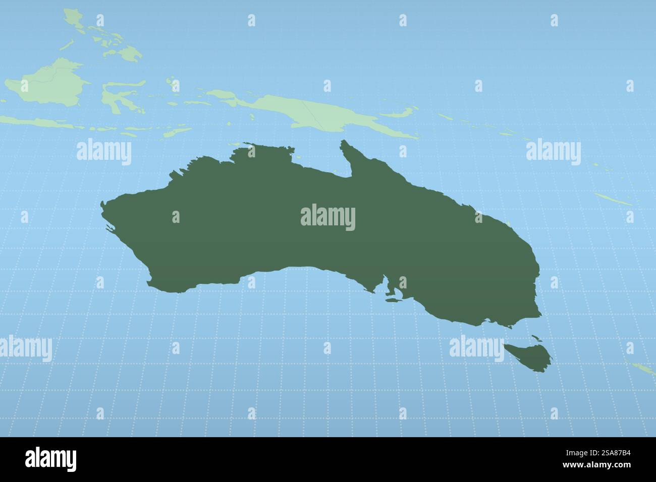 Australia highlighted on a detailed map, geographic location of ...