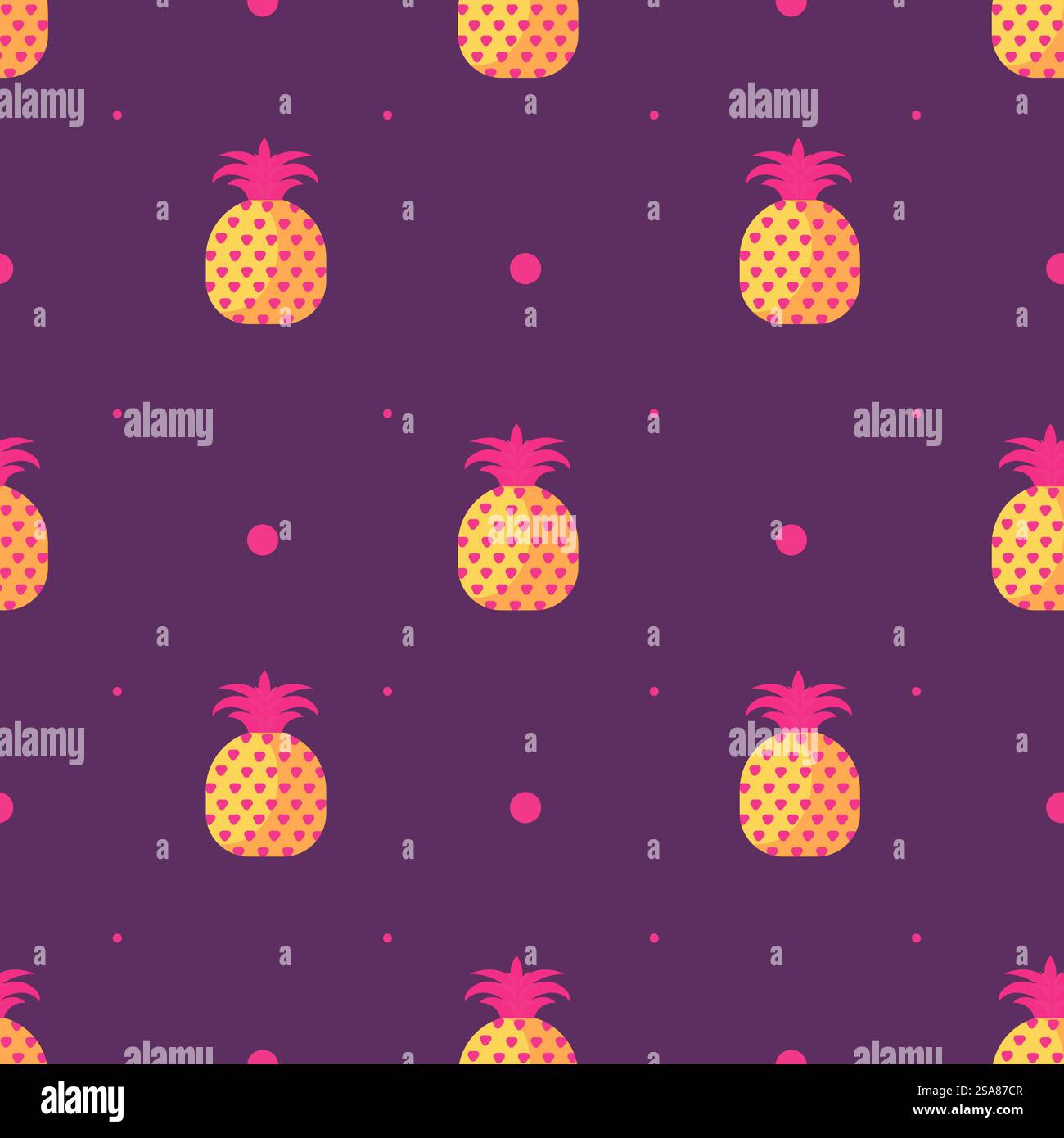 Seamless pattern with pineapples, designed in a flat style. Vector ...
