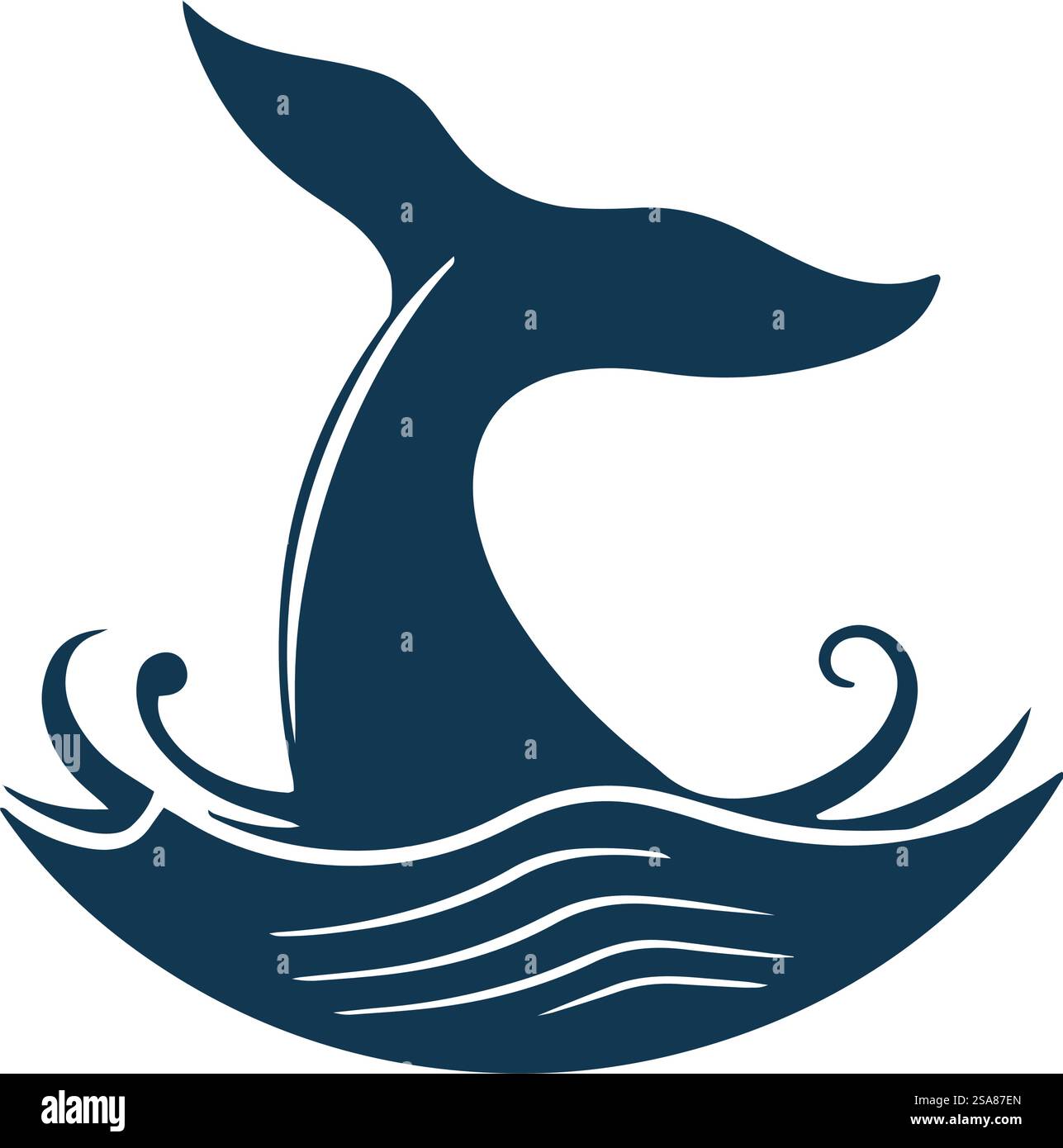 stylized vector illustration of a whale, elegantly designed in a ...