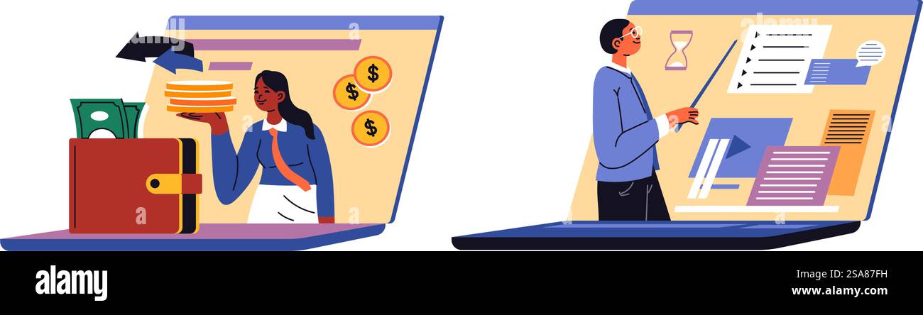 A dynamic vector illustration showcasing modern communication methods ...