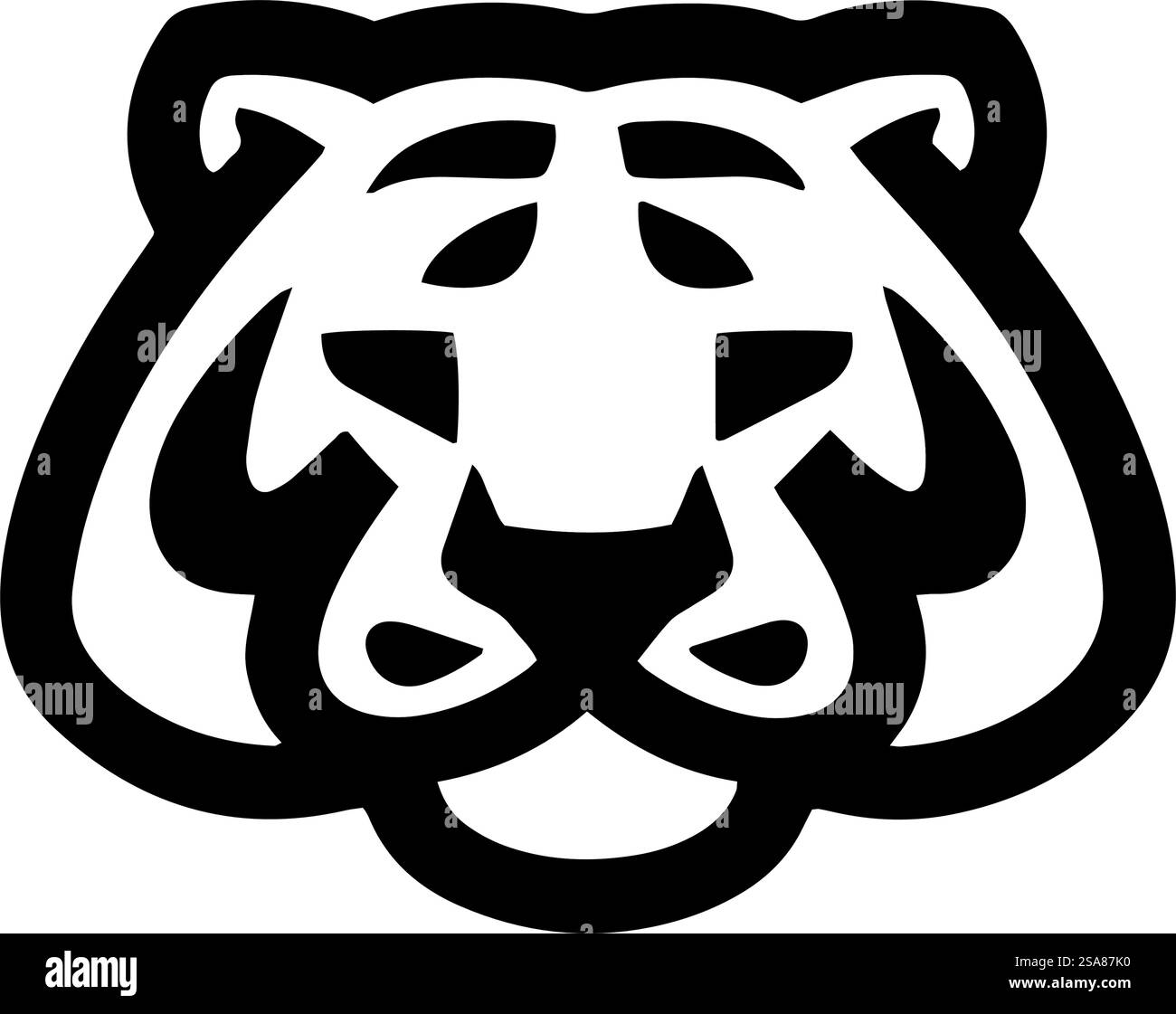 Abstract tiger face design, line art style, vector illustration ...