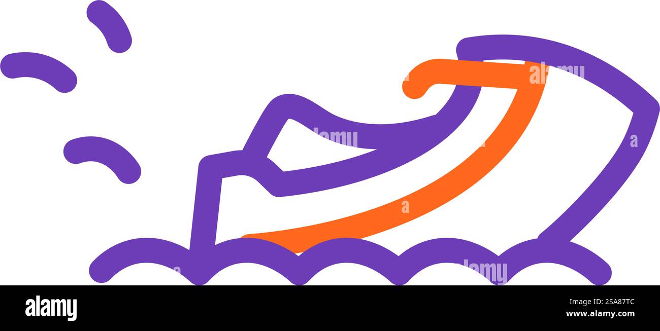 Vector illustration of a speedboat on a wave, dynamic design in purple ...