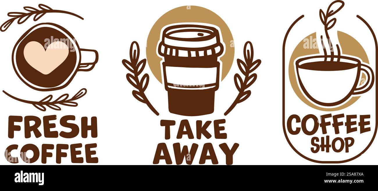 A set of contemporary coffee logo designs, rendered in vector format ...
