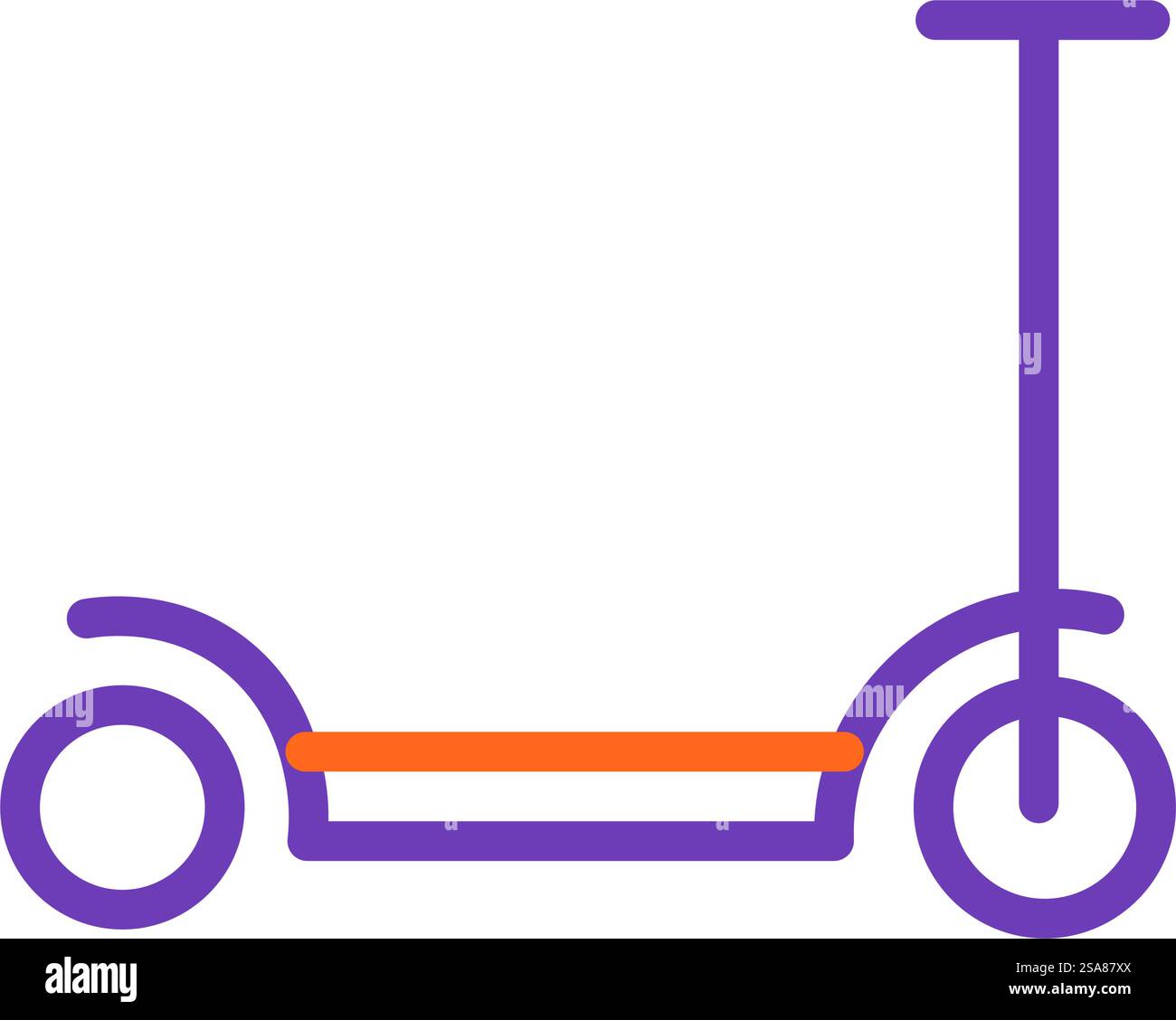 A flat vector illustration of a modern scooter icon in purple and ...