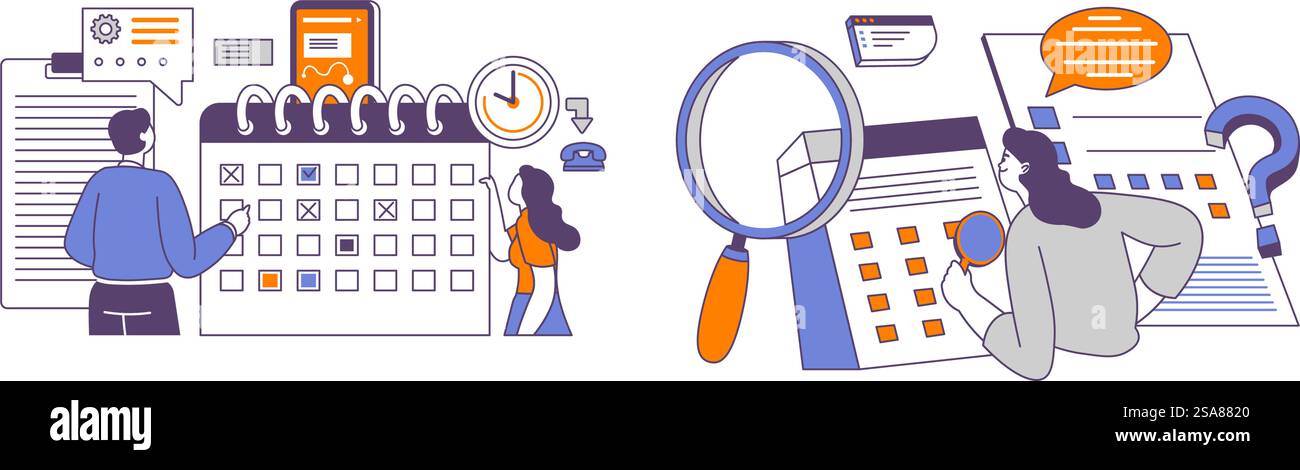 Vector illustration showcasing calendar and time management with ...