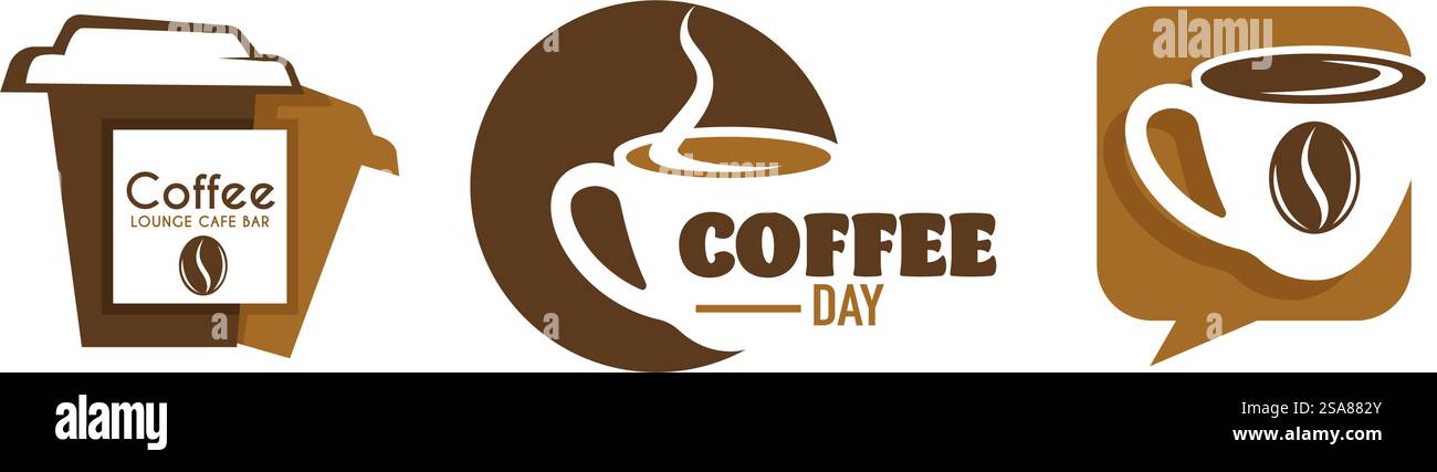 A collection of elegant coffee logos, vector illustrations, ideal for ...