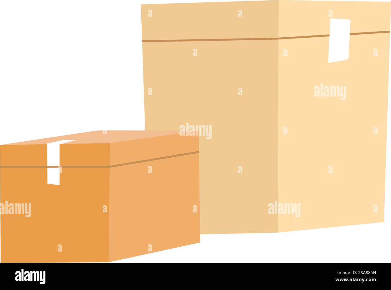Vector illustration of two cardboard boxes in a flat, minimalist style ...