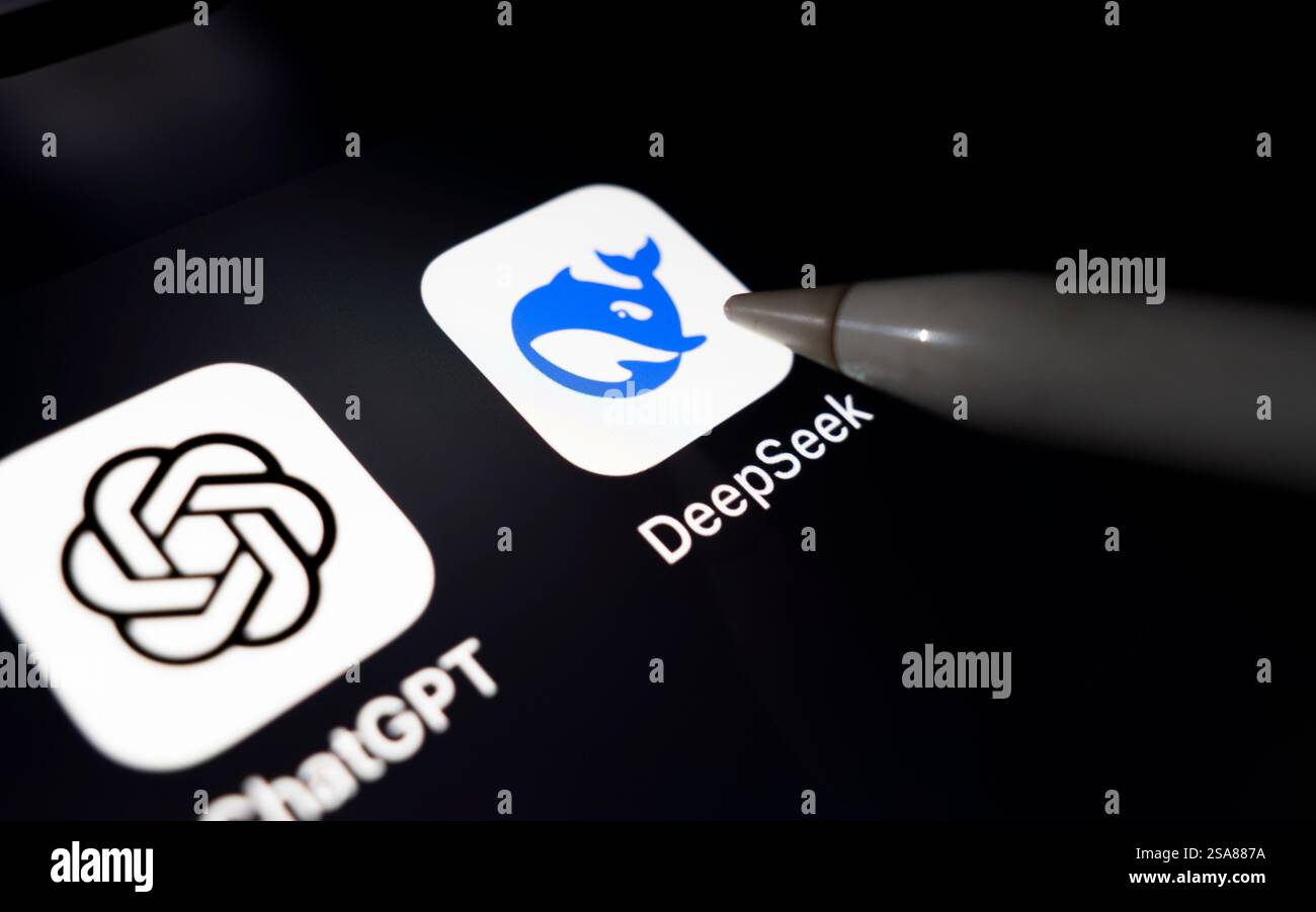 January 28, 2025: In this photo illustration, the DeepSeek app is ...