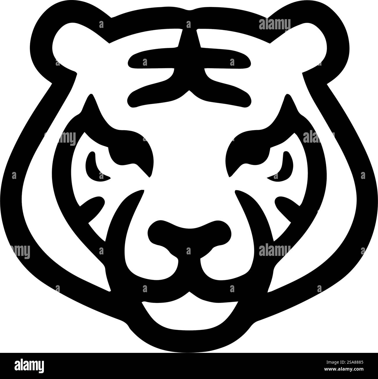 Abstract tiger face design, line art style, vector illustration ...