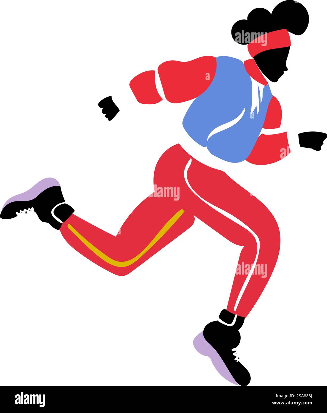 Vibrant vector illustration of a runner in dynamic motion, dressed in ...