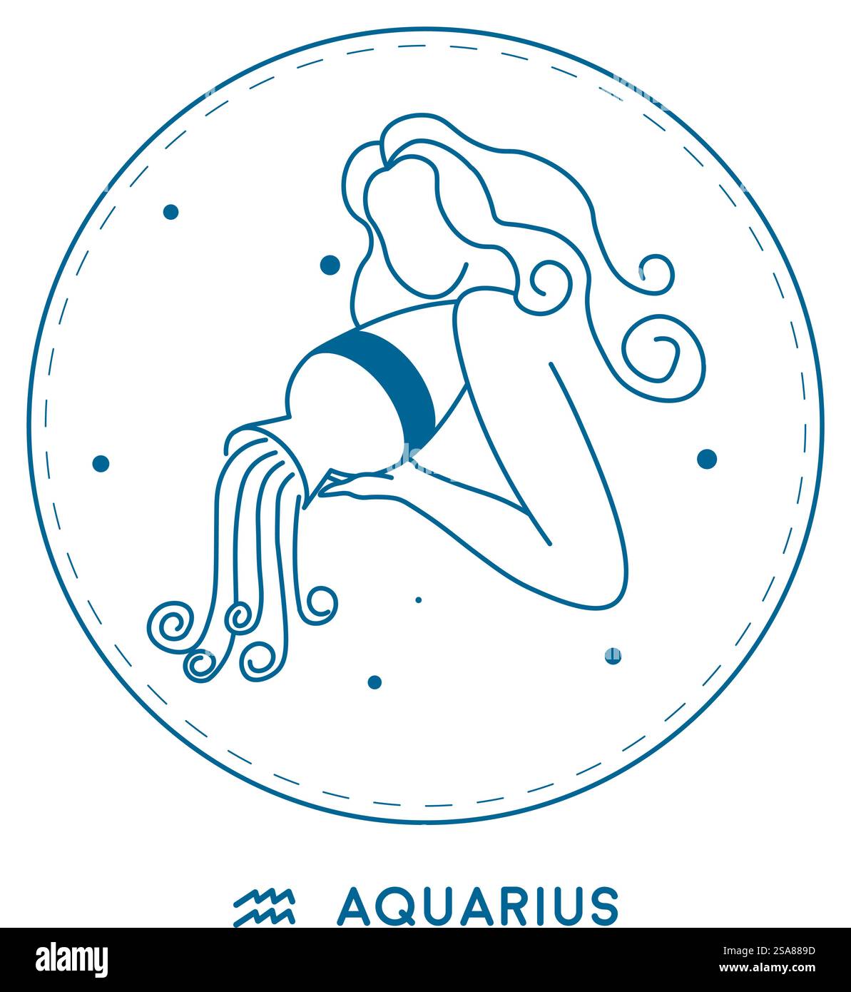 Aquarius zodiac sign illustration in a minimalist style. Vector ...