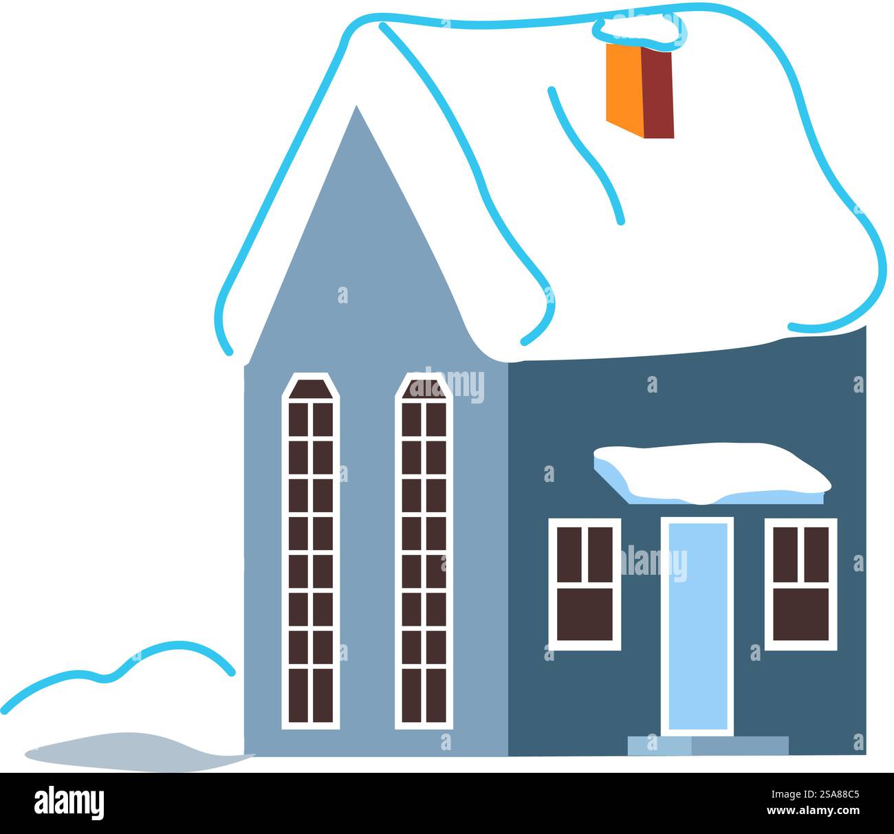 Winter house on blue Cut Out Stock Images & Pictures - Alamy