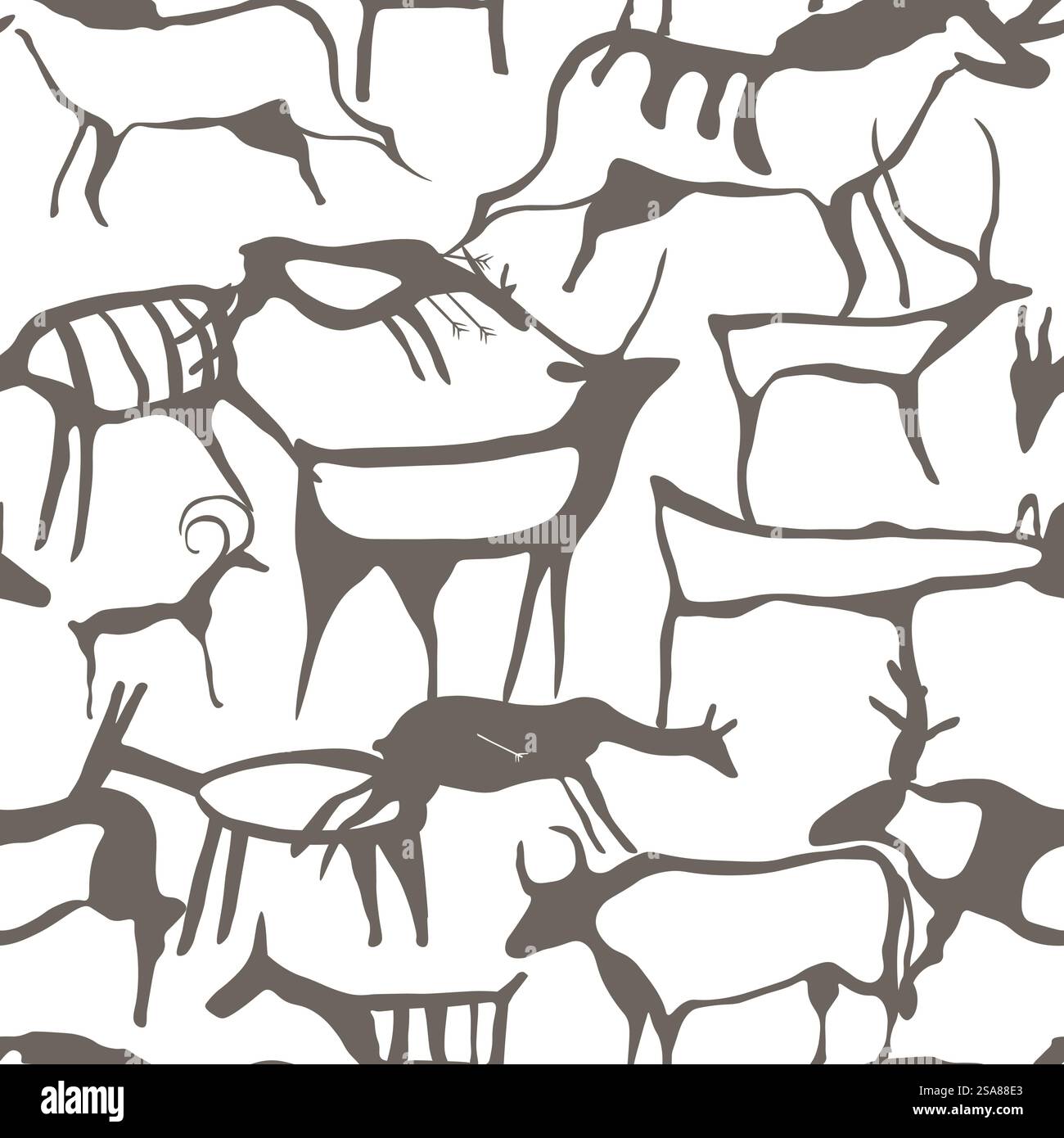 Seamless pattern featuring ancient rock art in a modern vector ...