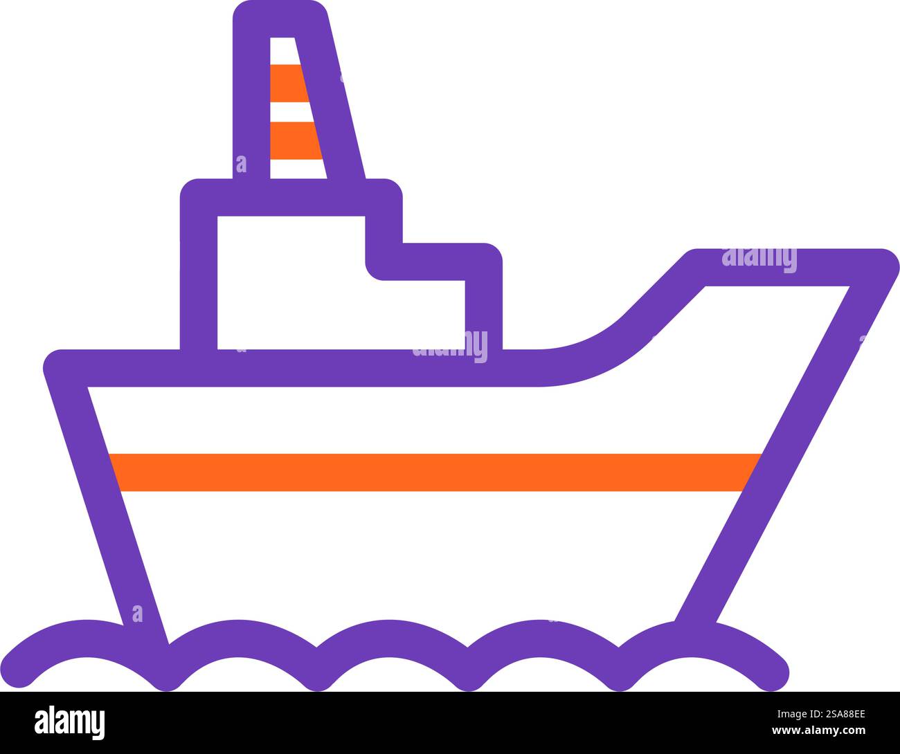 A vibrant vector illustration of a cargo ship at sea, executed in a ...